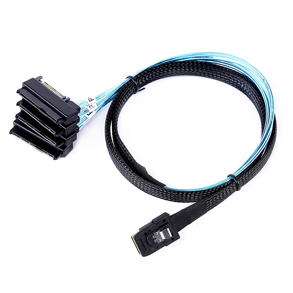 ADCAUDX Mini-SAS to SAS-Cable: 1M SFF8087 to SAS SFF-8087 to SFF-8482 Connector 4X SAS with SATA-Power Adapter Cable (3.3FT)
