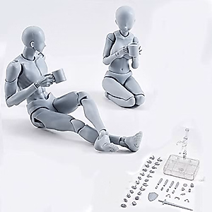 CUYUFIA Action Figures Body-Kun DX & Body-Chan DX PVC Model SHF(Grey Color) with Box Drawing Figure Models for Artists (Male+Female)