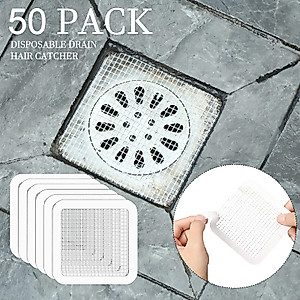 50 Pieces Disposable Hair Drain Catcher Shower Drain Covers Hair Traps for Shower Drains Mesh Shower Drain Hair Catcher Sticker Hair Collector for Bathroom Bathtub Kitchen
