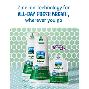 SmartMouth Original Activated 24hr Fresh Breath Rinse 2-pack and Single Travel Packs, Fresh Mint