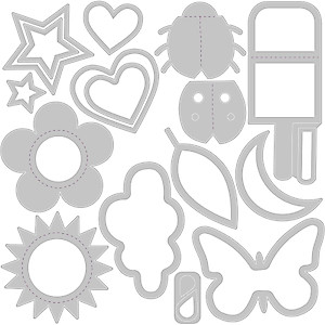 Sizzix Thinlits Die Set 16PK Basic Shapes by Debi Potter, 665185, Multicolor