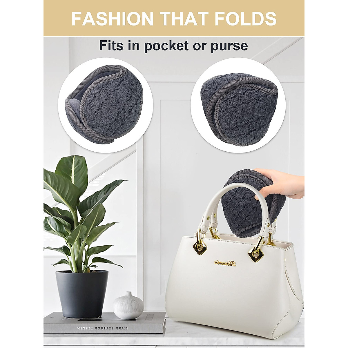 6 Pieces Unisex Ear Muffs Cold Winter Knit Earmuffs Fur Foldable Behind The Head Ear Warmer with Adjustable Wrap for Women Men Girls Valentine's Day Present