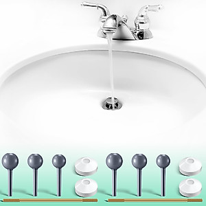 Enhon 2 Pack Universal Pop Up Drain Ball Rod Assembly, Sink Ball Rod Assembly Compatible with Pop Up Stopper, Pivot Rod Bathroom Sink Repair Kit, includes 3 Sizes of Pop Up Balls and Cone Washers