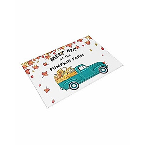 Thanksgiving Outdoor Rug, Large Floor Mat Pumpkin Truck Maple Leaf Non Slip Area Rug Rubber Backing Quick Dry Clearance Carpet for Camping Rugs, Patio, Garden, Lawn, Deck, Porch, 5' x 8'