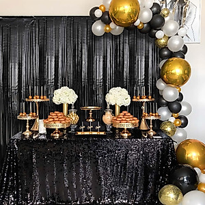 2 Pack Black Foil Fringe Curtains Streamers Party Decorations 3.3 x 8.2 ft, Black Tinsel Curtain Fringe Backdrop for Parties, Door Fringe Birthday Streamers, Photo Booth Backdrops, Party Décor