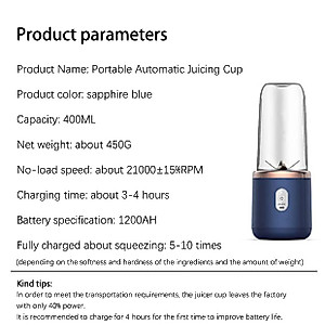 Portable Blender,USB Rechargeable with Six Blades, for Sports Travel and Outdoors,Stainless Steel Ice Sabre-Blades.