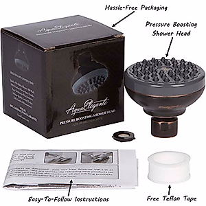 Pressure Boosting Shower Head - High Pressure Water Saver Showerhead Best For Low Flow Showers, 2.5 GPM - Oil-Rubbed Bronze
