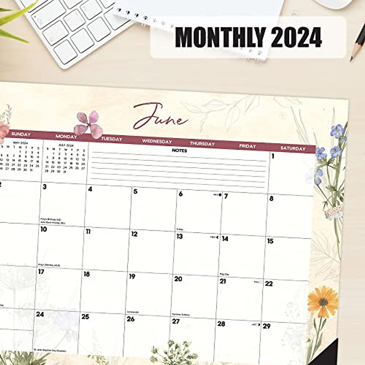 Willow Creek Press Botanical Garden Monthly 2024 Deskpad Calendar (22" x 17")