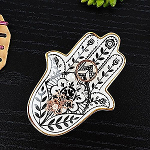 Saideke Home Trinket Dish Hand Small Jewelry Tray Ring Dish Holder Decorative Plate Hamsa Hand