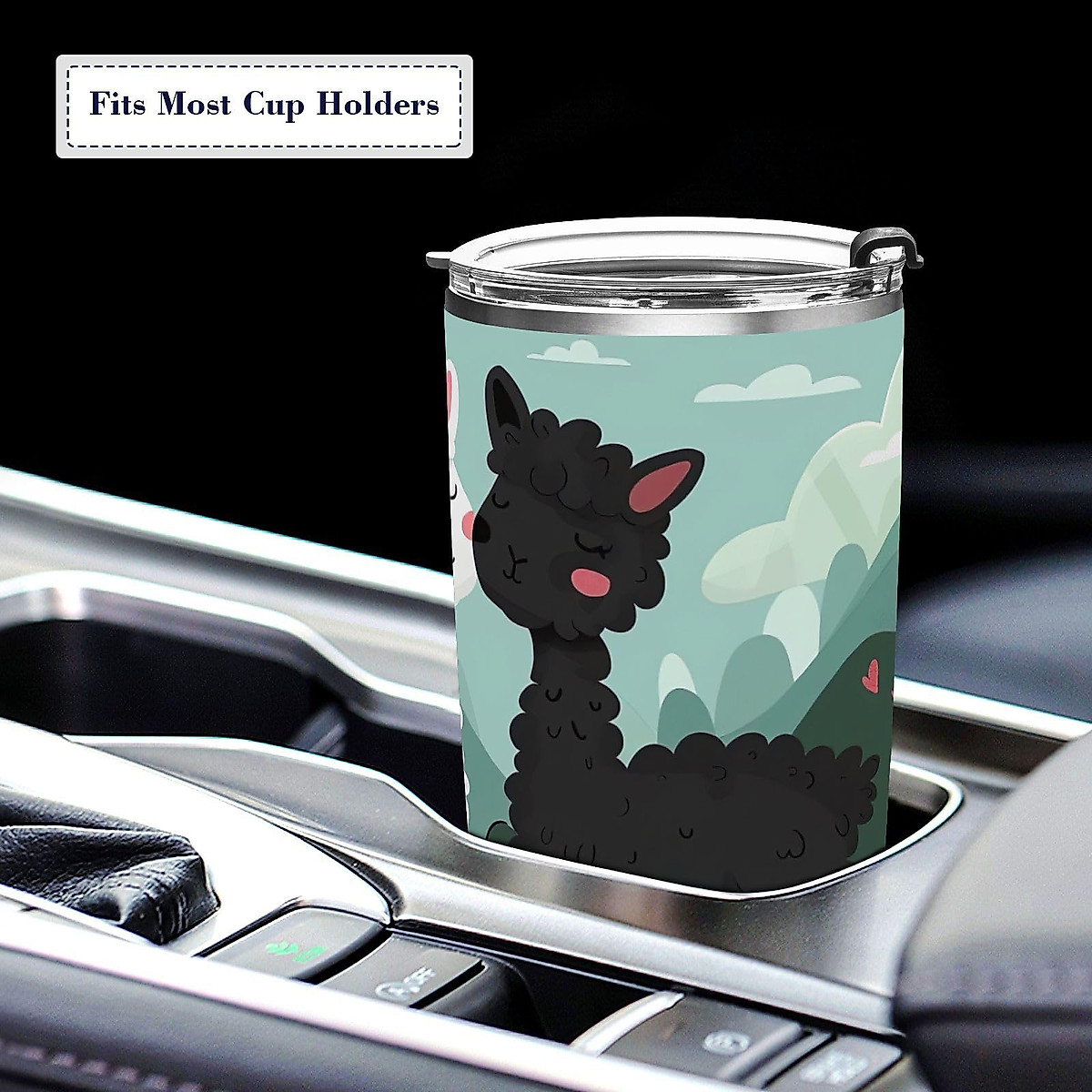 Wassud Cartoon Alpaca 20 oz Tumbler with Lid and Straw Stainless Steel Double Wall Vacuum Tumblers Insulated Travel Coffee Mug for Cold and Hot Drinks