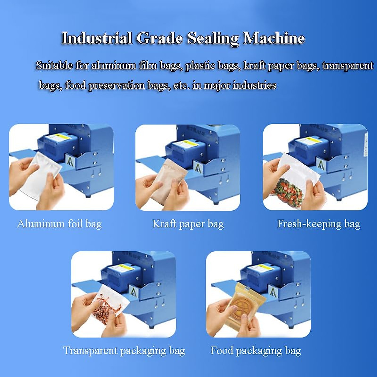 EODSAD Heat Sealer Machine,Automatic Food Plastic Bag Heat Sealing Machine, Continuous Roller Sealer Temperature Control, Commercial Plastic Bag Sealer For Cookies,Small Shops,Home Kitchen