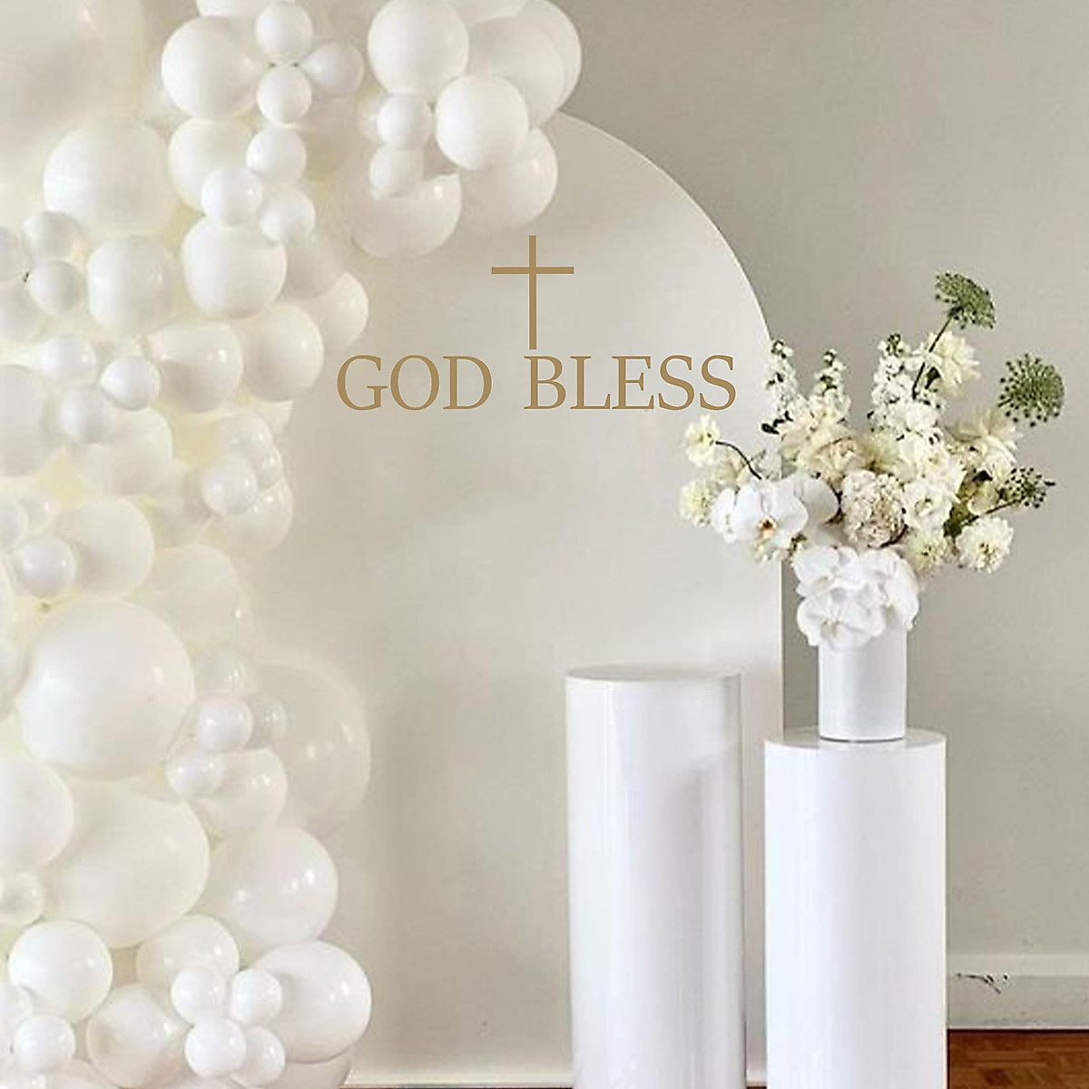 LINZYING God Bless Cross Wall Decal - God Bless You Stickers，God Bless Wall Decor，God Bless Our Home Wall Decor，God Bless Baptism Decorations (God Bless Cross Stickers)