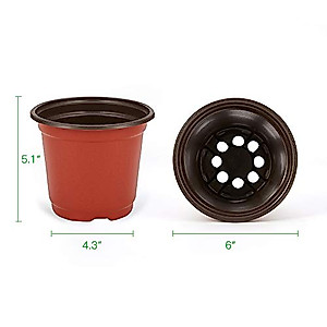 JERIA 100-Pack 6 Inch Plastic Plant Nursery Pots Come with 100 Pcs Plant Labels, Seedling Flower Plant Container and Seed Starting Pots