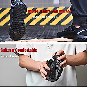 Steel Toe Shoes Men Waterproof Lightweight Work Sneakers Safety Athletic Alloy Roofing Construction Composite Indestructible Warehouse Tennis Zapatos de Trabajo para Hombres seguridad Acero Black