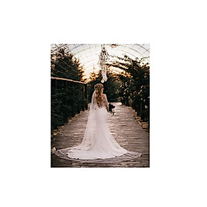 Olbye Women’s Wedding Veil 108 Inch Cathedral Veil Single Tier 1T Long Veils for Brides Soft Sheer Ivory Veil (Light Ivory)