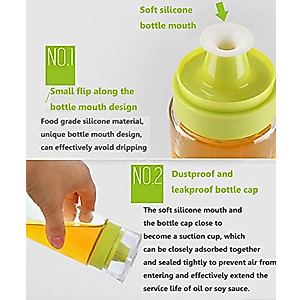 BONA FIERER 2 Pack Oil/Vinegar Cruet Glass Olive Oil Dispenser Bottle Set for Kitchen Cooking Oil Container - Non-Drip Spout, Air-Tight Cap-170ML/5.75OZ (Black)