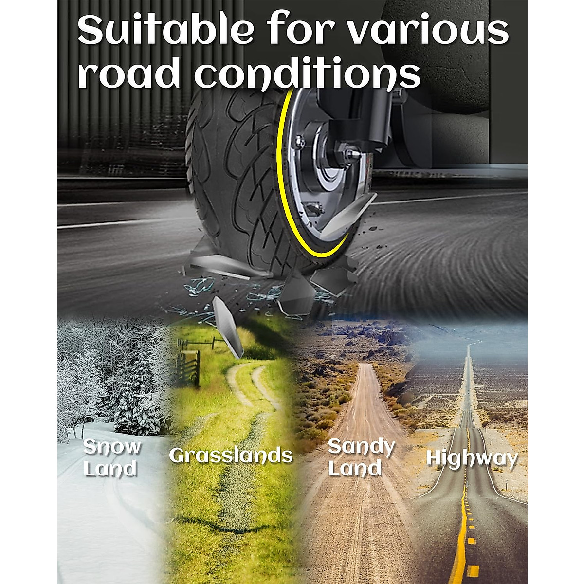 GLDYTIMES 2PCS 10x2/54-152 Solid Tire, 10x2.125 50/75-6.1 Tubeless Tyre for iScooter i9 plus isinwheel s9 max Swagtron SG-5 VOLPAM SP01 Gotrax GXL V2 Ninebot F25/ D40X/ D18W Electric Scooter, Black