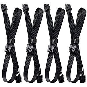 PSU 8 Pin Male to Dual 8 (6+2) Pin Male PCIE Power Cable Replacement for Corsair CoolerMaster Thermaltake Modular Power Supply (25 + 9 inches)