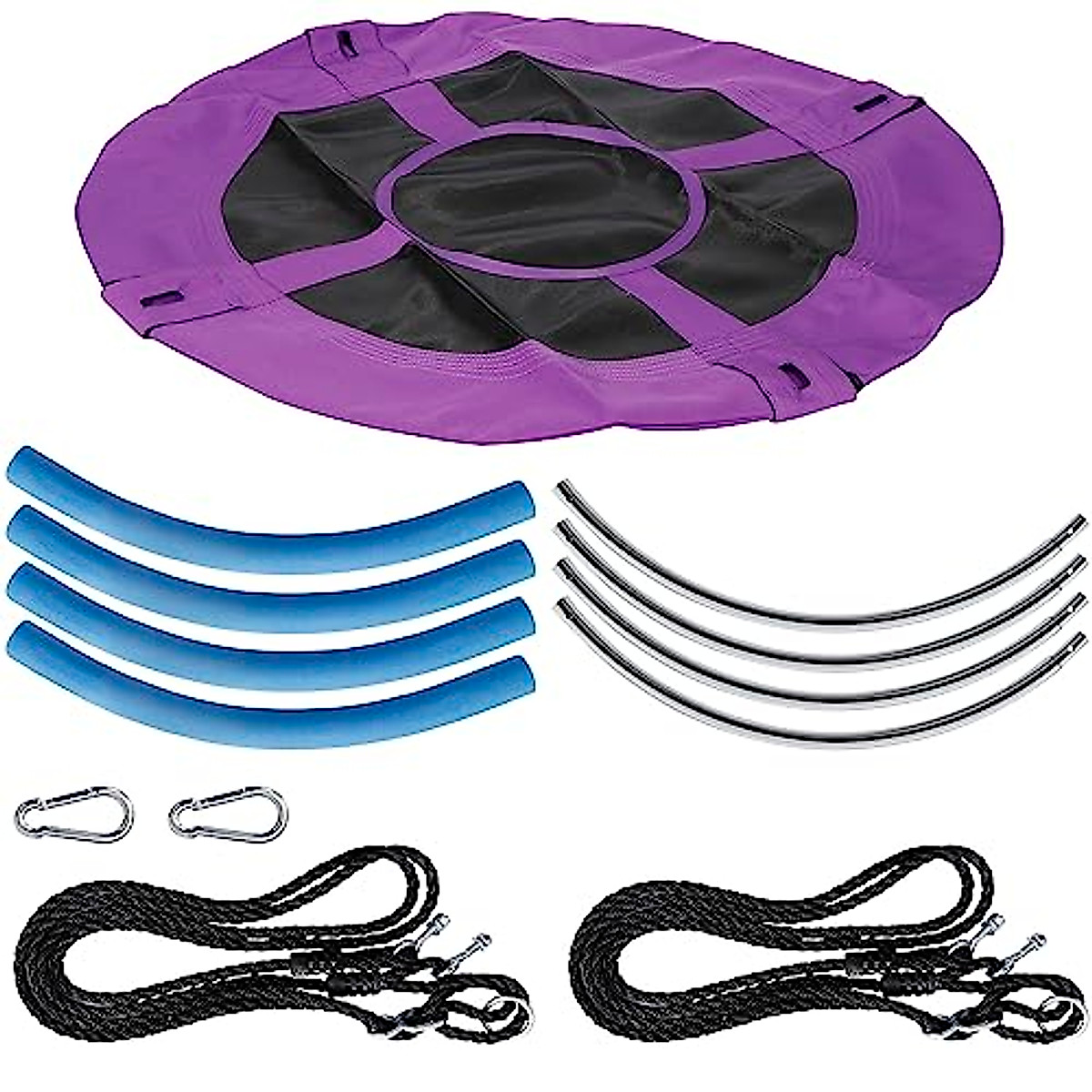 HomGarden Saucer Tree Swing Purple Set 40" Waterproof Round Outdoor Nest Spinner Web Tree Swing 800 lbs Weight Capacity Durable Steel Frame w/Adjustable Nylon Ropes Kids, Teens Adults
