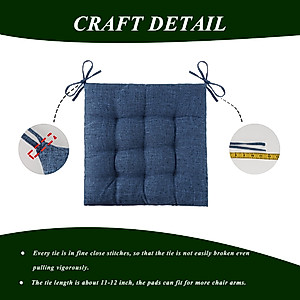 FlyGulls Chair Cushions for Dining Chairs Set of 4 Square Seat Cushion 18"x18" Office Chair Cushion Thick and Soft Kitchen Chair Pads with Ties, Navy