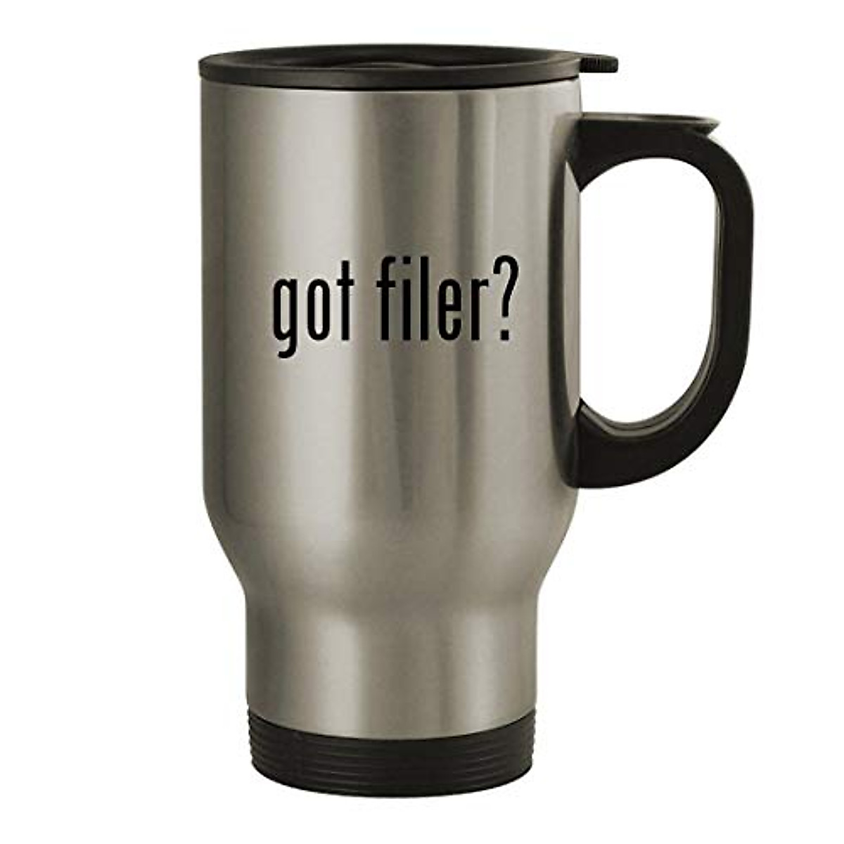 Knick Knack Gifts got filer? - 14oz Stainless Steel Travel Mug, Silver