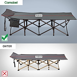 Camabel Folding Camping Cots for Adults Heavy Duty 79”x31” Extra Wide Potable Sleeping Cots for Adults Supports 400 LBS Cot Bed for Backpacking Travel Beach Office with Side Pocket and Carry Bag Green