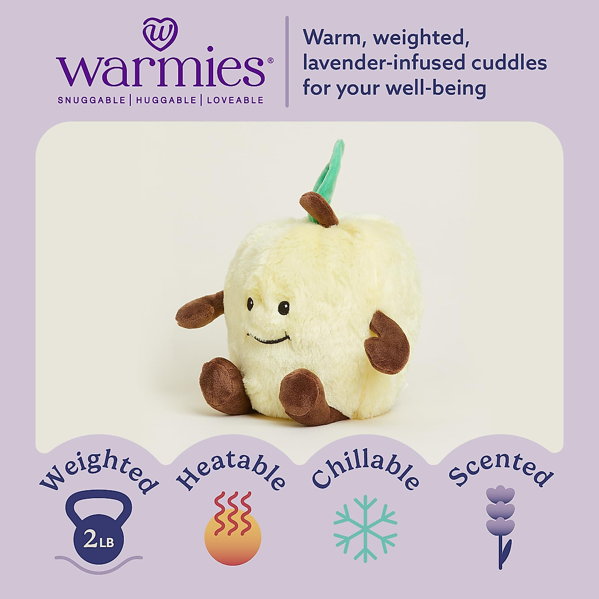warmies Microwavable & Weighted Stuffed Animals, Golden Apple - Heated Stuffed Animal Plushie for Warmth & Comfort - Cute Soft Plush Toys for Adults & Children (Boys, Girls, Babies & Toddlers)