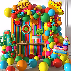 Mexican Fiesta Party Decorations 159pcs Fiesta Balloon Garland Arch Kit-Cactus Llama Sombrero Taco Foil Balloons for Taco Twosday Birthday Decorations Baby Shower Carnival Cinco De Mayo Party Supplies