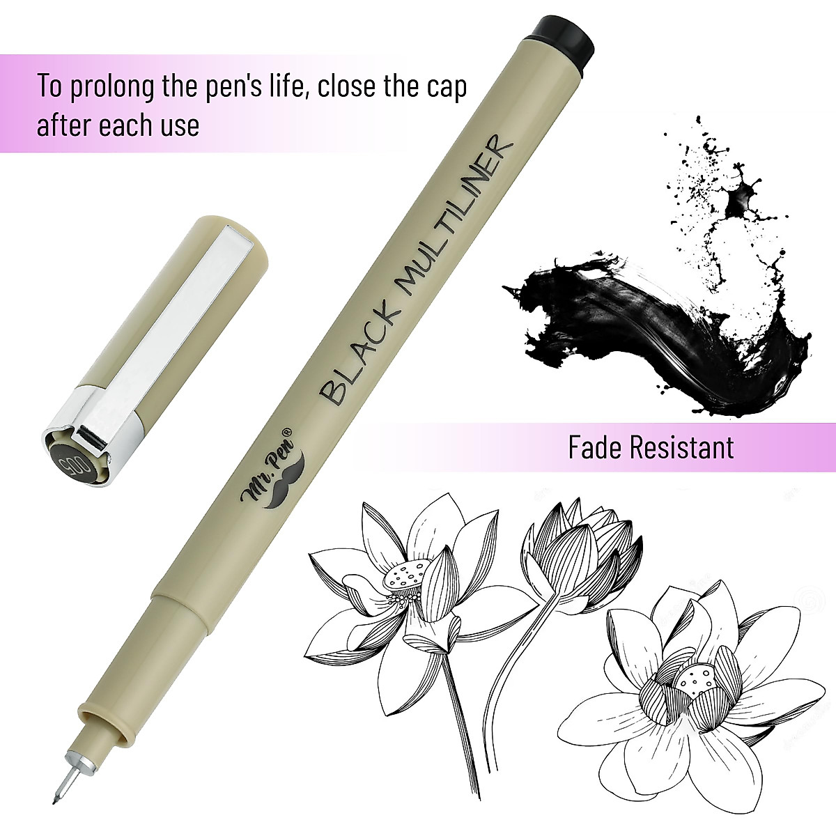 Mr. Pen- Drawing Pens, Black Multiliner, 8 Pack, Anime Pens, Sketch Pens, Micro Pen, Drawing Pens for Artists, Fineliner Pens, Art Pens, Inking Pens, Line Art Pens, Bible Journaling Pens, Fine Point