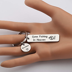 AKTAP Memorial Keychain In Memory Of Dad Gone Fishing In Heaven Sympathy Gift For Loss of Loved One