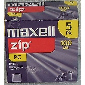 Maxell Zip Disk, 100MB, PC Formatted, Pack of 5