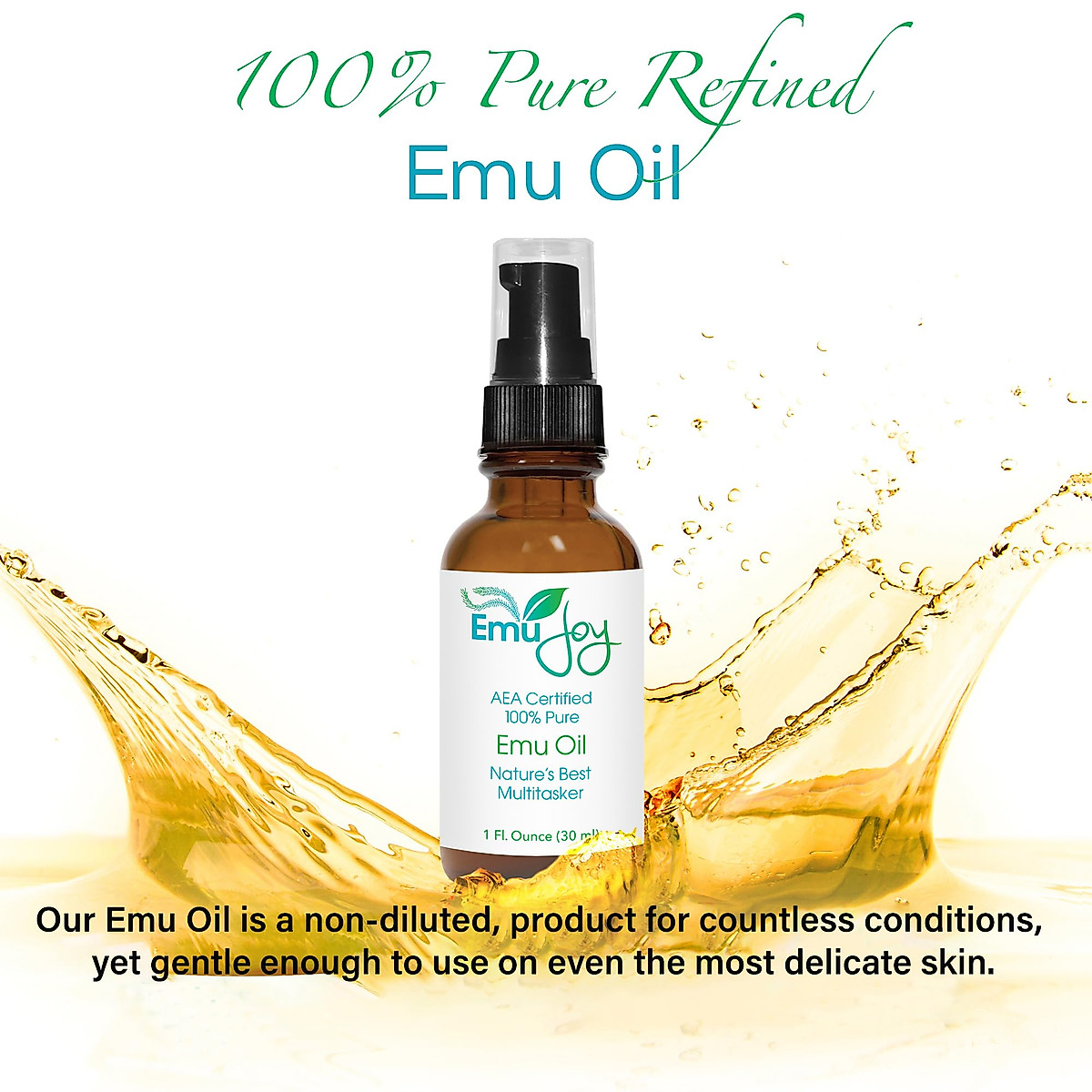 Emu Joy Emu Oil Organic - 100% Pure, Made in the USA - Emu Oil for Skin, Face, Hair, and Nails, Piercing Bump Oil & Tattoo Aftercare