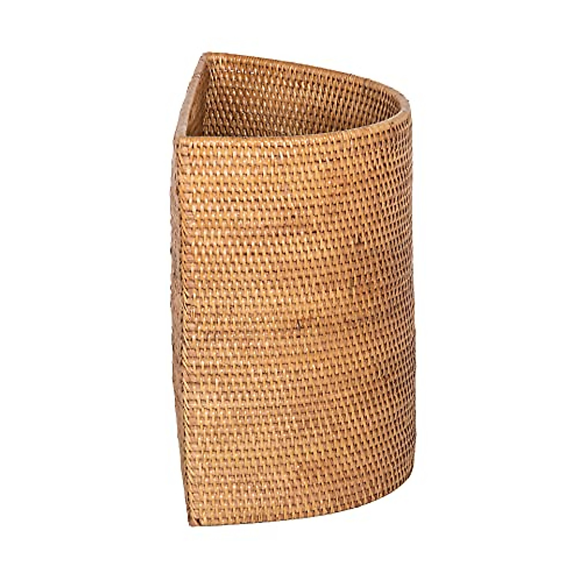 KOUBOO 1030082, Honey Brown Handwoven Half-Moon Rattan Waste Basket
