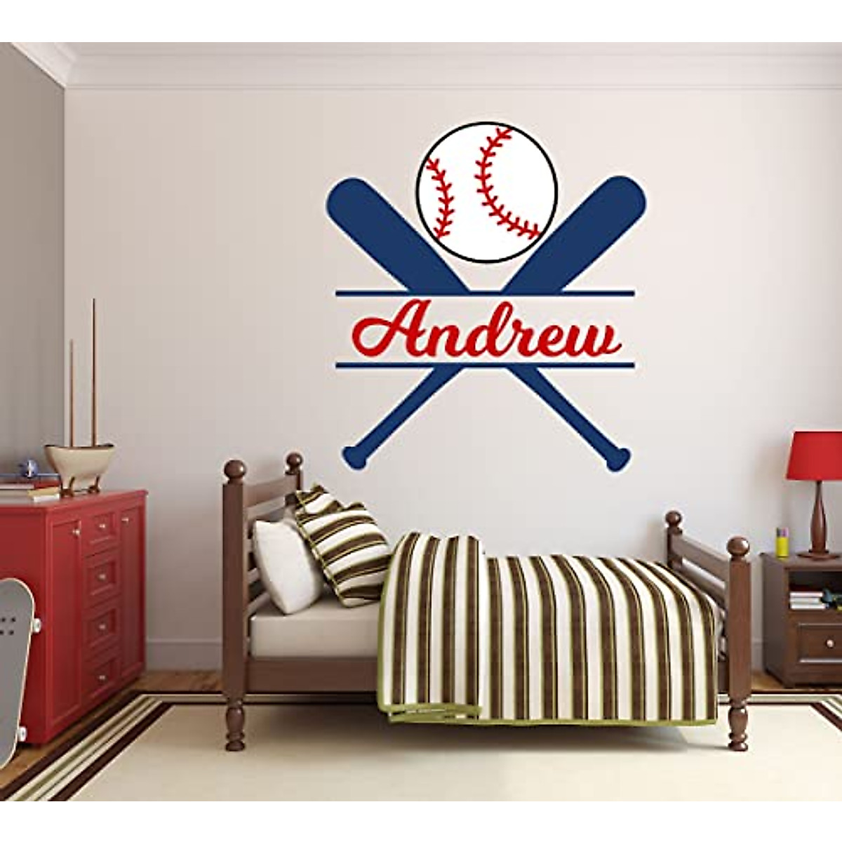 Baseball Wall Decals - Custom Name Decal - Wall Decor for Boys Room - Personalized Baseball Bat Wall Decal - Sport Wall Art Kids Bedroom Decor