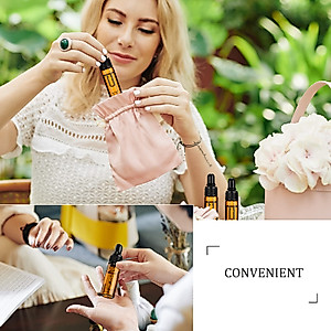 Bokon 100 Pcs Glass Dropping Bottles Mini Essential Oil Dropper Bottles Empty Sample Vials with Black Cap Tiny Storage Jars with Dropper for Perfumes Cosmetic Liquid Aromatherapy Lab (Amber,5 ml)