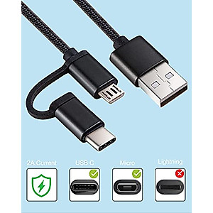 Charger Adapter Charging Cable Cord fits for Beats by Dr Dre Studio Solo 3 2, Powerbeats 3 2, Beats Studio Buds, Fit Pro, Flex Wireless Headphone Earbuds Earphone Power Supply (USB Type C & Micro)