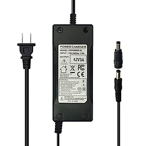 Abakoo 42V 3A Charger Power Supply Adapter for 36V 8Ah-15Ah Lithium Li-ion Battery Pack with DC 5.5 x 2.5mm/5.5 x 2.1mm