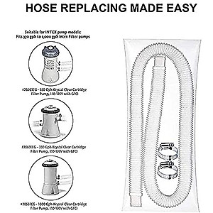 Swimming Pool Replacement Hose, Replacement Hose for Above Ground Pools, Filter Pump Hose 1.25" Diameter for Pump Models（330 GPH, 530 GPH, 1,000 GPH） (2PCS)…