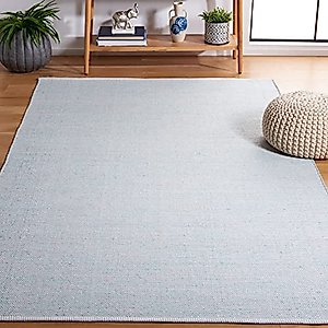 SAFAVIEH Montauk Collection Area Rug - 8' x 10', Turquoise & Grey, Flat Weave Farmhouse Boho Cotton Design, Easy Care, Ideal for High Traffic Areas in Living Room, Bedroom (MTK701K)