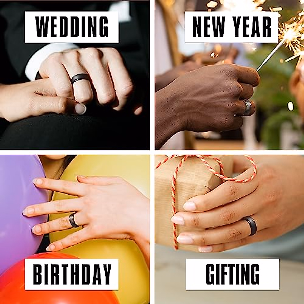 Truly Alpha Camo Mens Silicone Wedding Band - Pack of 2 | Green Camo Silicone Rings for Men | 6mm Silicone Ring Men | Flexible Silicone Wedding Band Men | Rubber Rings Men Size 13