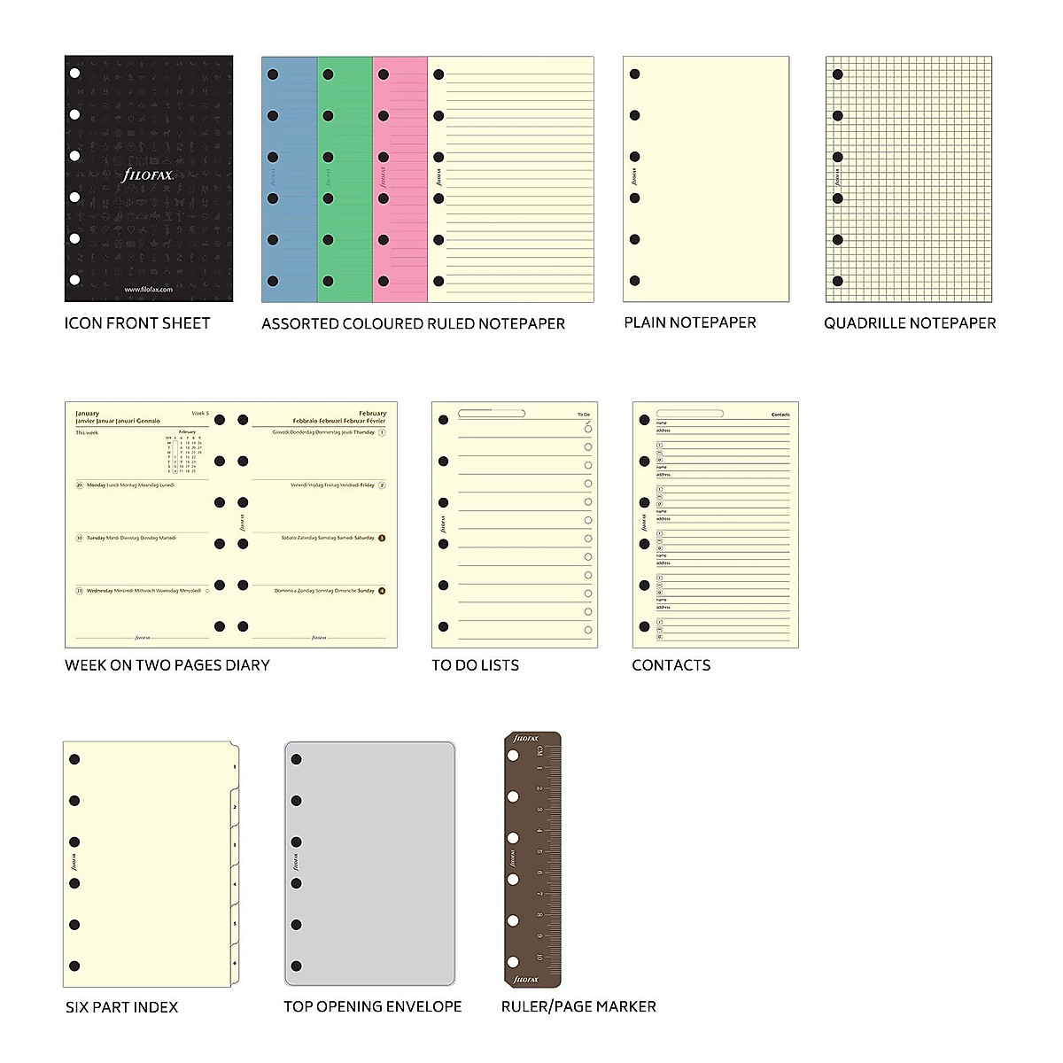 Filofax Pocket Size Classic Croc Print Leather Organizer Agenda Weekly Daily Planner 2023-2024 Calendar Bundle with DiLoro Ballpoint Pen Fuchsia 026078