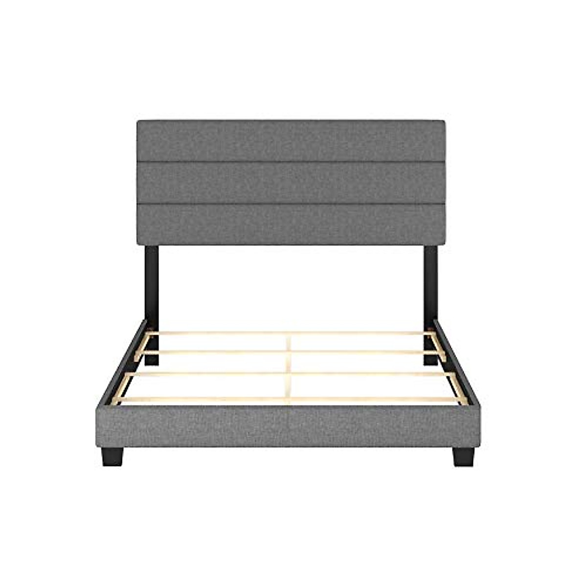 Boyd Sleep Ravenna Gray Linen Queen Size Fully Upholstered Platform Bed Frame with Adjustable Headboard - Easy Assembly, Noise Free, Modern Design, Durable & Sturdy Mattress Support