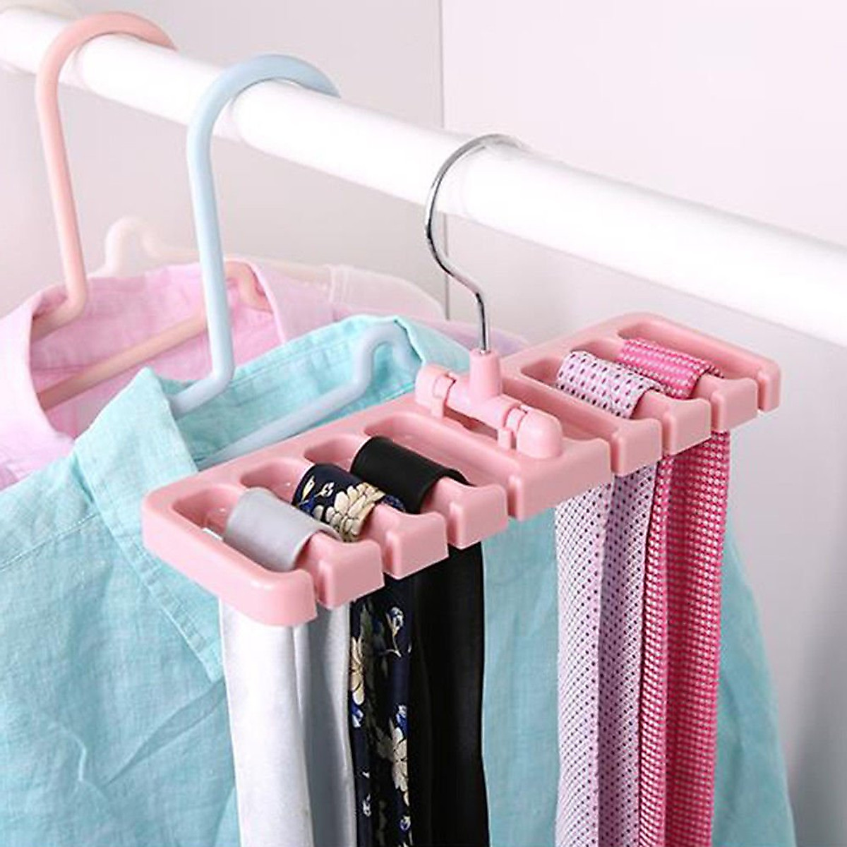 OKOKMALL US--Closet Storage Rack Tie Belt Scarf Organizer Space Saver Rotating Hanger Holder