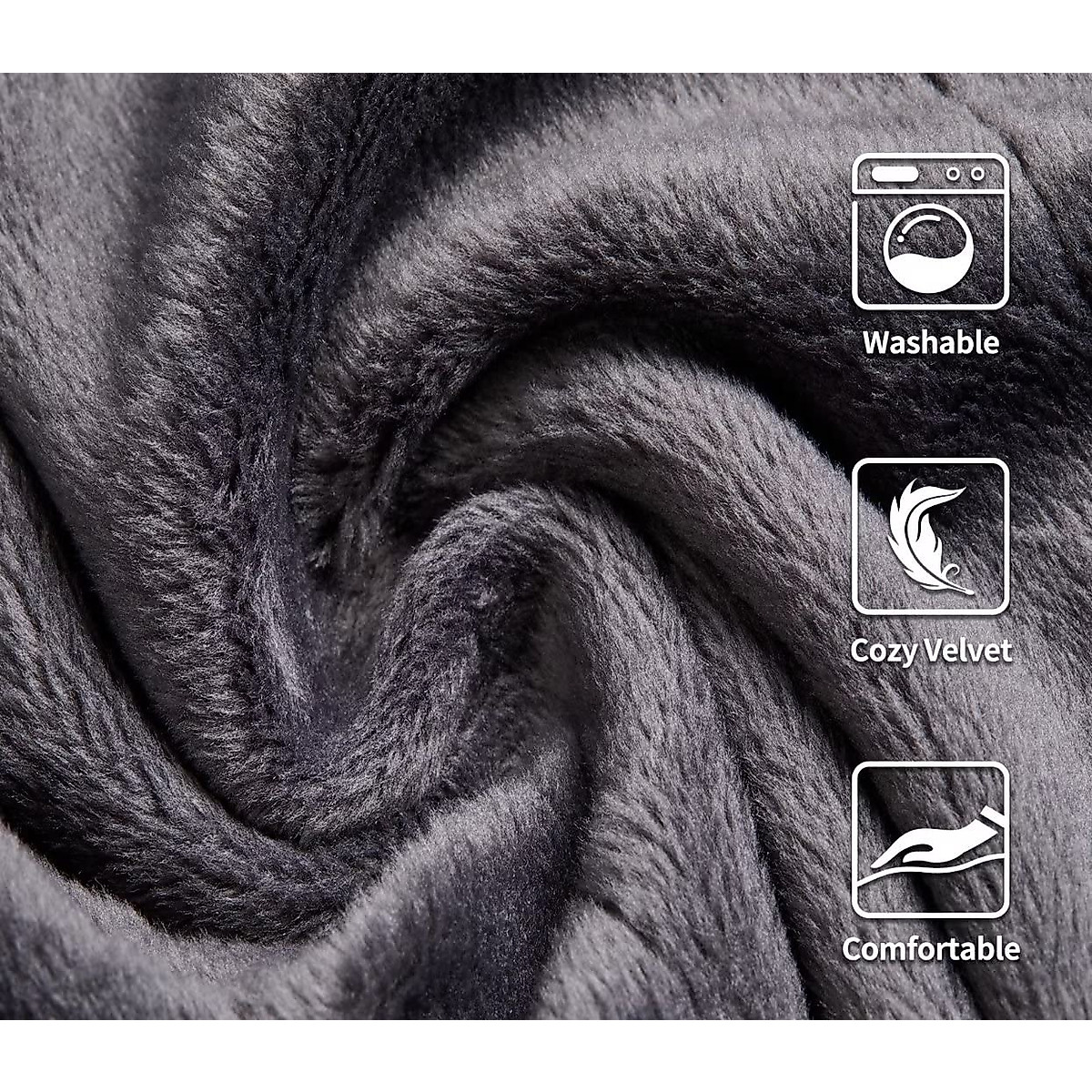 JY Fit All Heated Throw Blanket-Soft Velvet Christmas Throw Blanket,6 Heat Settings 50x60inches Cozy Throw Blanket,4 Time Settings,2 Hours Timer Auto Shut Off,Washable (Grey Throw Blanket)