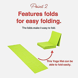 Primasole Folding Travel Yoga Mat Foldable light weight Easy to carry to Workout Fitness Class Beach Park Travel Picnics 4mm thick Lime Green Color PSS91NH028A