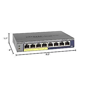 NETGEAR 8-Port PoE Gigabit Ethernet Plus Switch (GS108PEv3) - Managed, with 4 x PoE @ 53W, Desktop or Wall Mount, and Limited Lifetime Protection