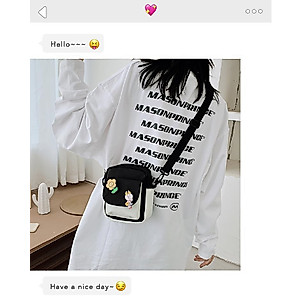 Hiflyer Girls Crossbody Purse Cute Crossbody Bag, Nylon Little Purses for Girls Purse Wallets for Girls (Black)