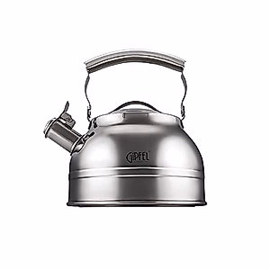 Gipfel International Whistling Tea Kettle Stovetop - Food Grade Stainless Steel Teapot for Stove Top with Ergonomic Handle for Gas, Induction, Electric Stovetops 2.3 Quart