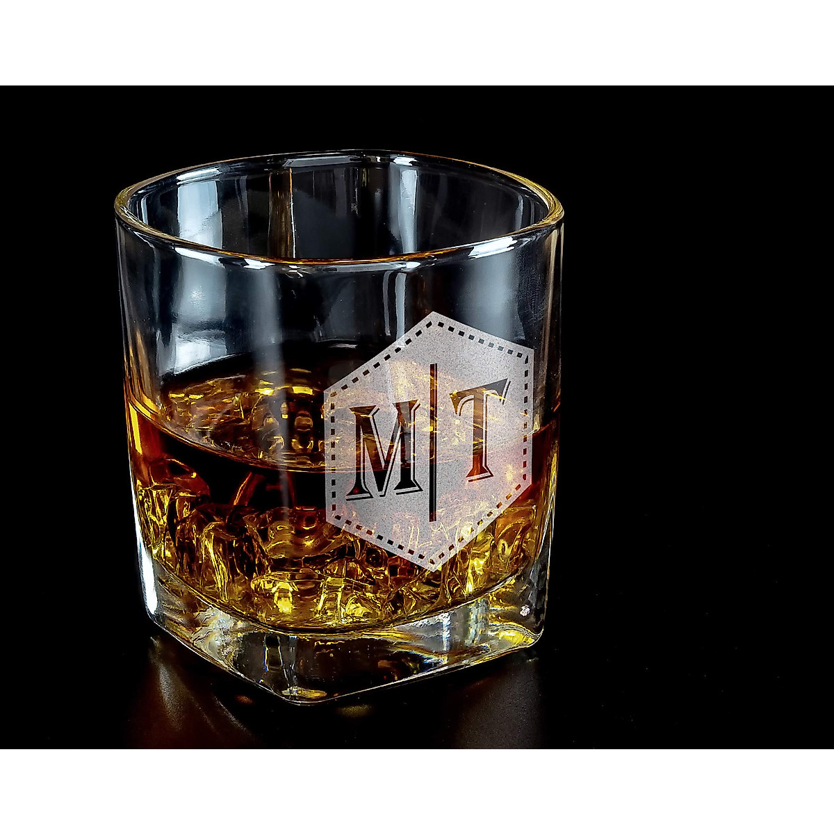 Custom Whiskey Monogram Wreathe Bourbon Rock Glasses Engraved Scotch Glass for Dad Birthday Fathers Day Gift Groomsmen Husband Wedding Gifts for Her