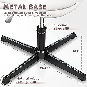 LEMBERI PU Leather Armless Office Desk Chair No Wheels,Criss Cross Legged Home Office Wide Padded Swivel Vanity Chair,120°Rocking Mid Back Ergonomic Computer Task Chair for Make Up,Small Space